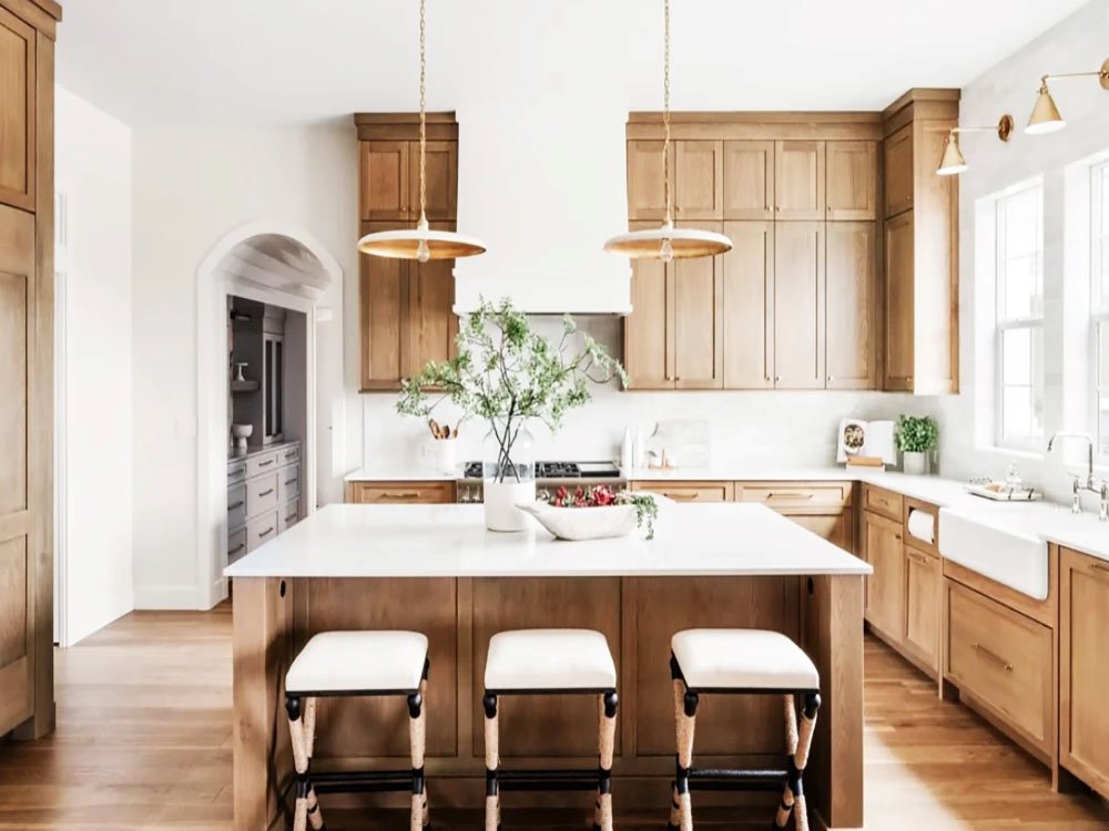 White oak kitchen cabinets store